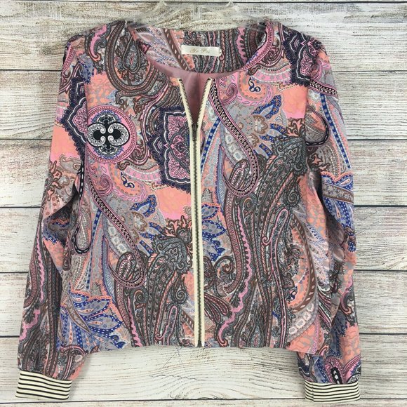 Ya Pei | Jackets & Coats | Ya Pei Paisley Jacket Zip Up Lined Womens ...